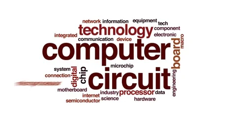 Computer circuit animated word cloud, te... | Stock Video | Pond5