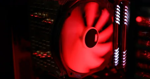 Computer cooling system in red and white... | Stock Video | Pond5