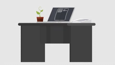 Computer desk with laptop. Animation of ... | Stock Video | Pond5