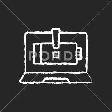 Computer does not charge chalk white icon on black background ...