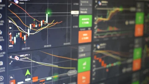 computer with economy trading chart diag... | Stock Video | Pond5