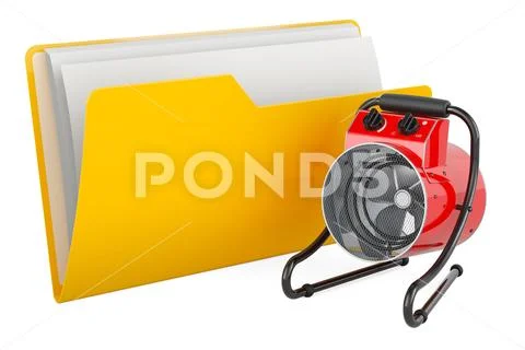Computer folder icon with fan heater, 3D rendering ~ Clip Art #243520547