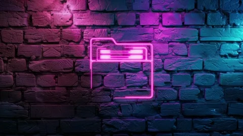 Computer Folder Icon neon animation on b... | Stock Video | Pond5