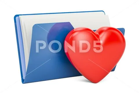 Computer folder icon with red heart, 3D rendering ~ Clip Art #79237331