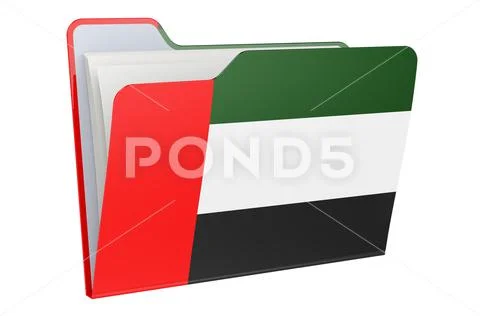 Computer folder icon with the United Arab Emirates flag. 3D rendering ...