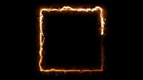 Computer generated fire square on black ... | Stock Video | Pond5