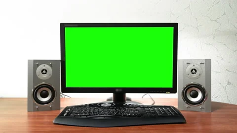 Computer green screen monitor is standin... | Stock Video | Pond5