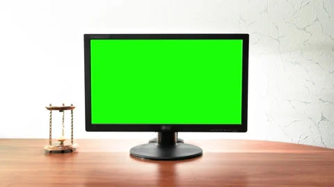 Computer green screen monitor is standin... | Stock Video | Pond5
