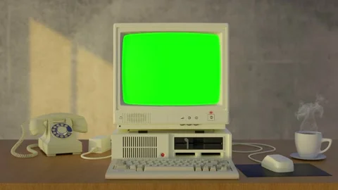 Computer with Green Screen Turning ON an... | Stock Video | Pond5