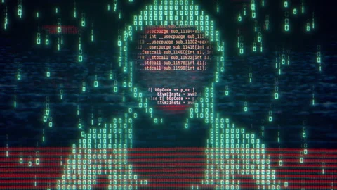 Computer hacker with hoodie and glitch f... | Stock Video | Pond5
