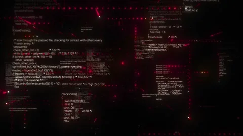 Computer hacker red code strings drag an... | Stock Video | Pond5