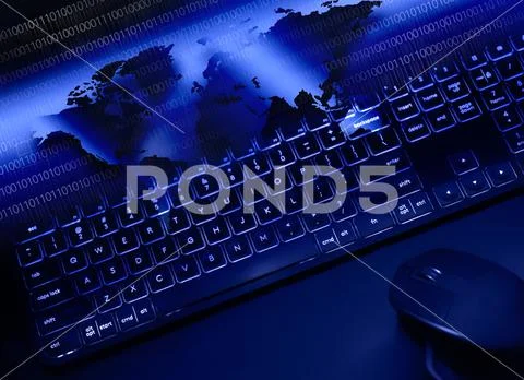 Computer keyboard and world map ~ High Resolution #151608843