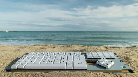 computer keyboard by the sea with code a... | Stock Video | Pond5