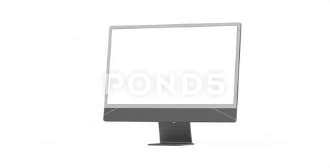 A computer monitor with copyspace on the white screen isolated on a ...