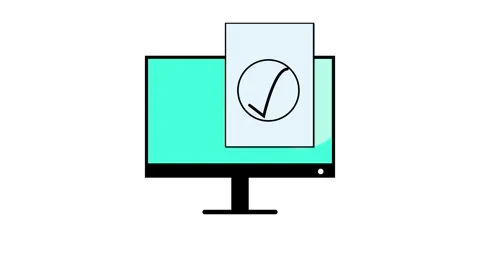 Computer monitor tick mark icon animated... | Stock Video | Pond5