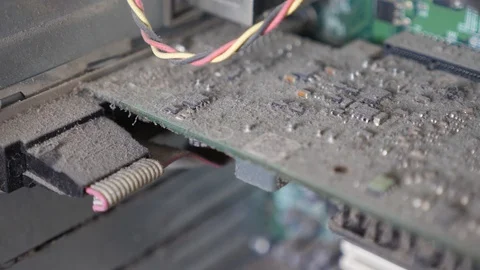 Computer motherboard covered with a thic... | Stock Video | Pond5