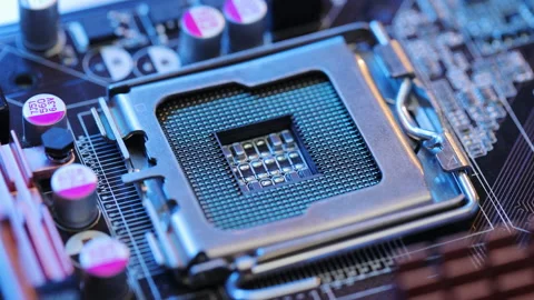 Computer Motherboard, Focus on CPU Proce... | Stock Video | Pond5