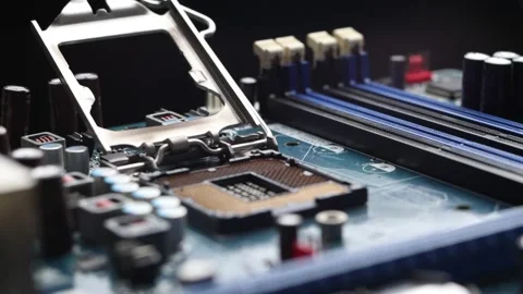 Computer Motherboard Processor Slot | Stock Video | Pond5