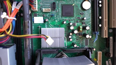 Computer motherboard ram cables electric... | Stock Video | Pond5