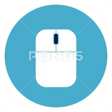 Computer Mouse Icon On Round Blue Background ~ Clip Art #81865511