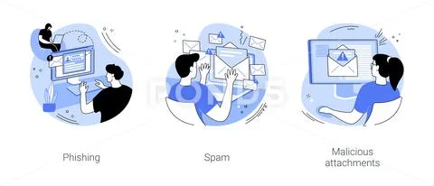 Computer network attack isolated cartoon vector illustrations se ...