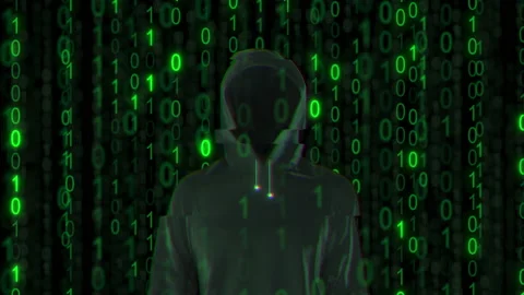 Computer network hacker with binary code | Stock Video | Pond5