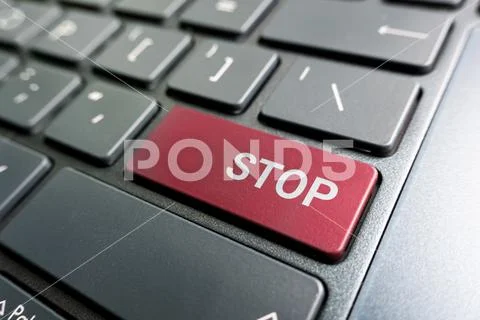 Computer notebook keyboard with Stop key - technology background Stock ...
