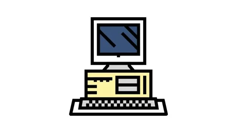 computer pc technology color icon animat... | Stock Video | Pond5