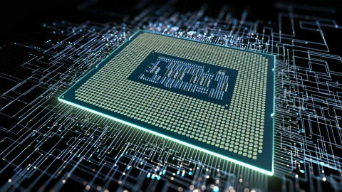 A computer processor with millions of co... | Stock Video | Pond5