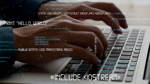 Computer programmer uses capable laptop ... | Stock Video | Pond5