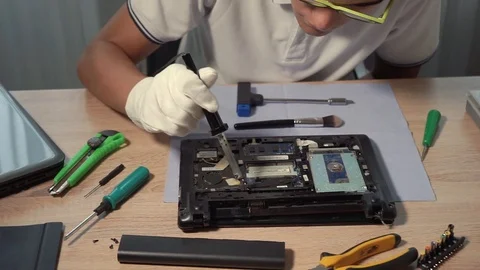Computer repair and upgrade. Technician ... | Stock Video | Pond5