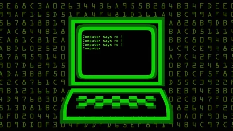 Computer says no retro style with data b... | Stock Video | Pond5