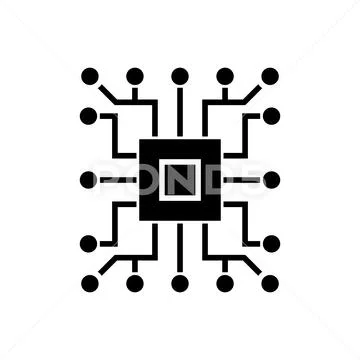 Computer science - circuit icon, vector illustration, black sign on isolated Illustration #81169248