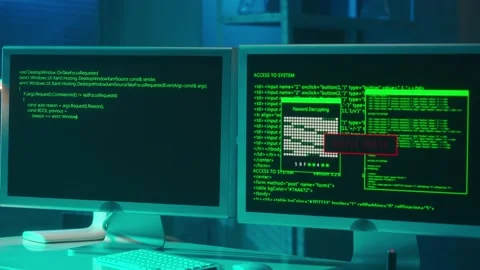 Computer screen with green lines of prog... | Stock Video | Pond5