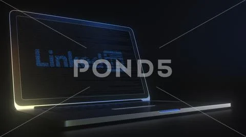 Computer screen with the logo of LINKEDIN made with source code. Editorial: Royalty Free #156389426