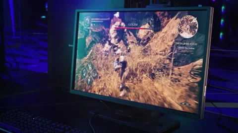 Computer Screen Shows Fantasy Digital Ga... | Stock Video | Pond5