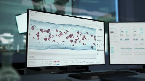 Computer software deals with the blood a... | Stock Video | Pond5