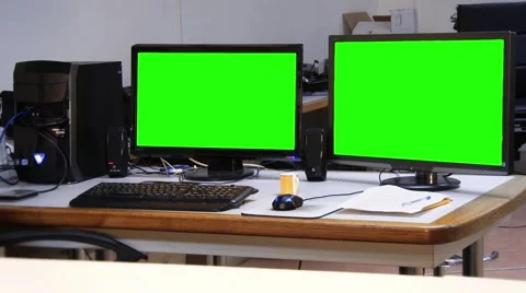Computer station green screen office - 1... | Stock Video | Pond5