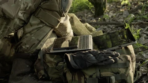 Computer technology in the modern army. ... | Stock Video | Pond5