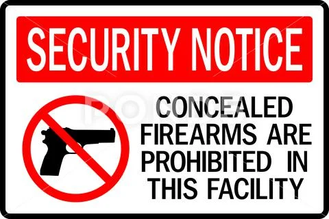Concealed firearms prohibited sign.: Graphic #155546109