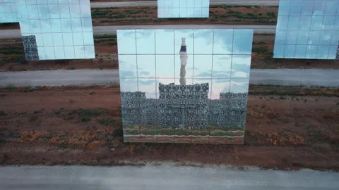 Concentrated solar power tower in reflec... | Stock Video | Pond5