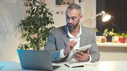 Concentrated worker drawing and making n... | Stock Video | Pond5