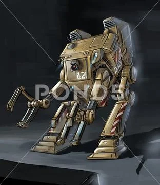 Concept Art Science Fiction Illustration of Robotic Loader or Robot ...