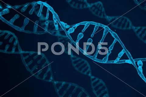 Concept of biochemistry with dna molecule on blue background ...