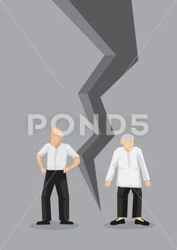 Concept of breakup couple. Creative cartoon vector illustration ...