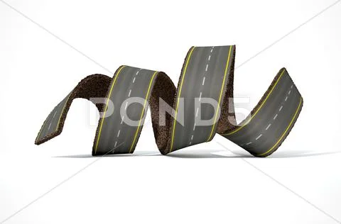 A concept image of a strip of tar that has been peeled and curled on an ...