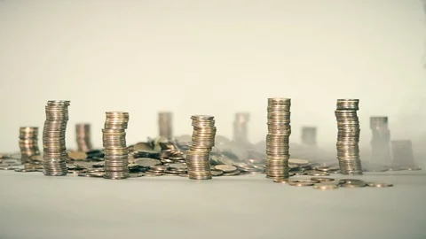The concept of money. Columns of gold co... | Stock Video | Pond5