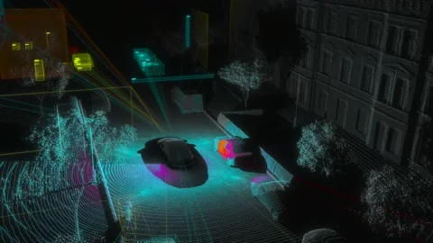 Concept of Self-driving car vision. Arti... | Stock Video | Pond5