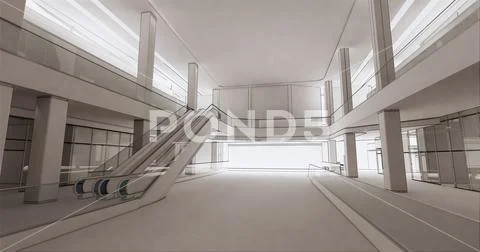 Concept visualization empty public space of a large shopping mall ...