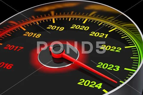Conceptual 2025 New Year Speedometer. 3d Rendering Illustration #251792432
